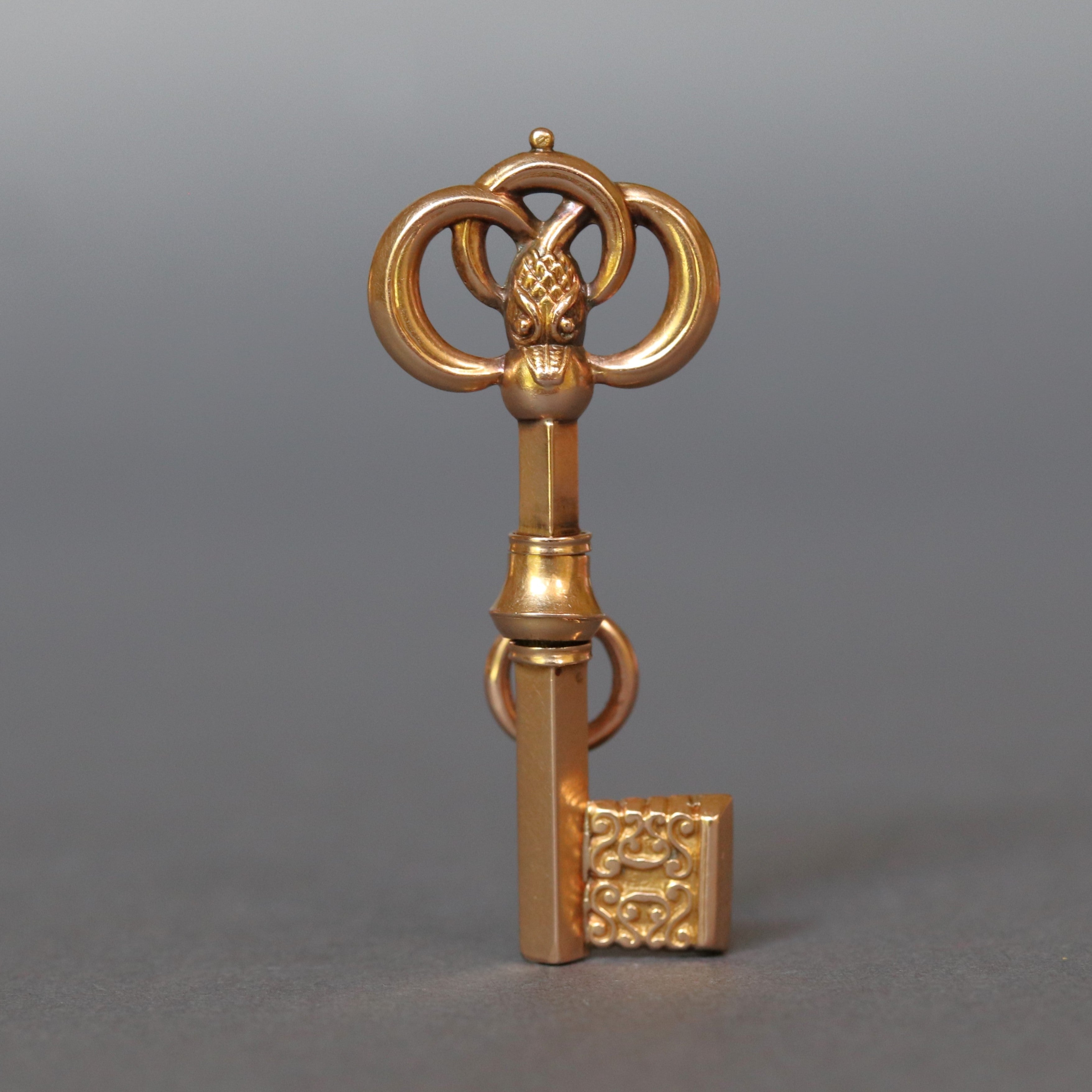 Antique Victorian era serpent watch key pendant in 18ct gold – Onyx and Elm