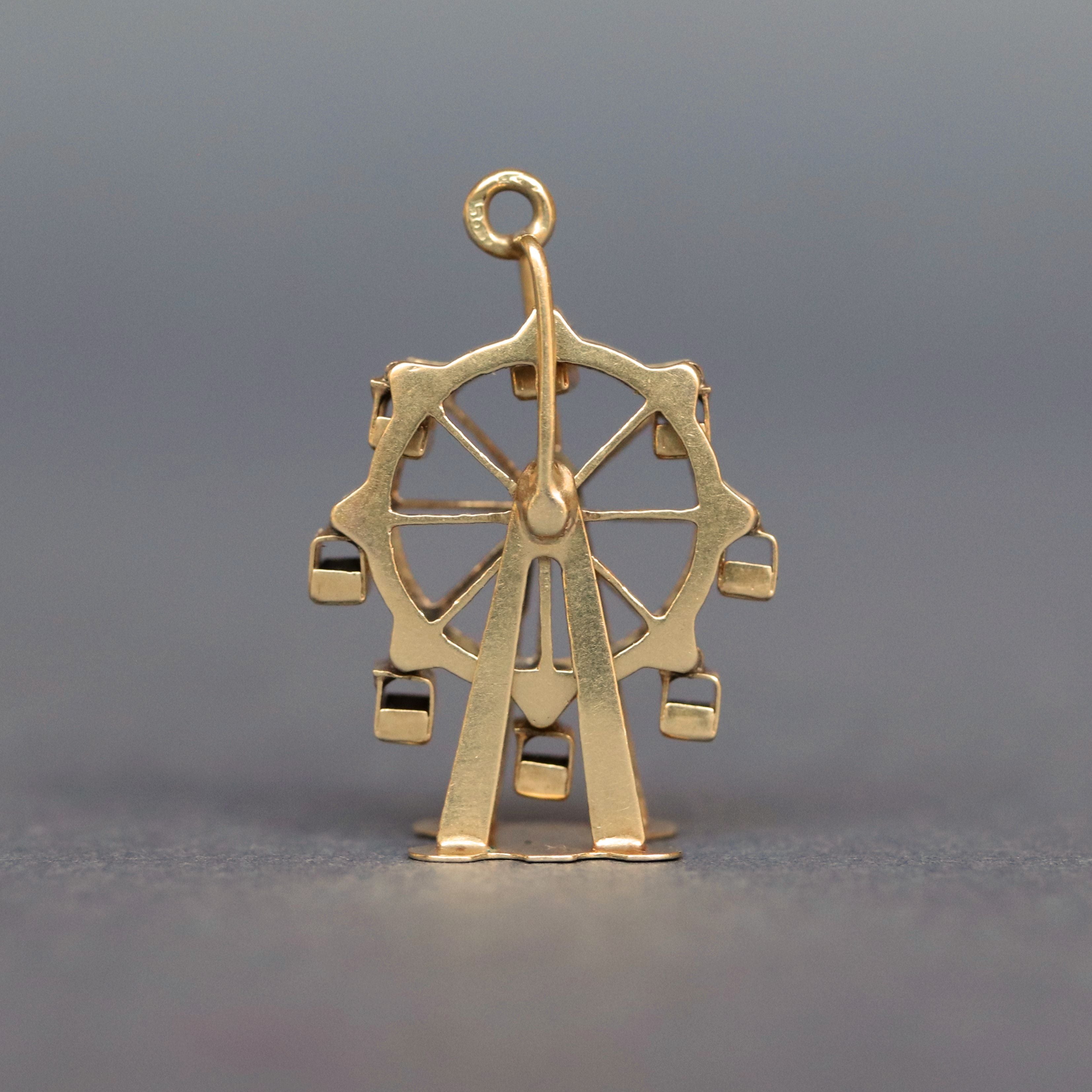 Vintage ferris wheel spinning charm in 14ct gold – Onyx and Elm